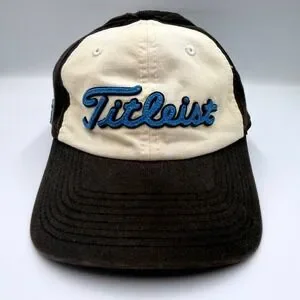 Titleist | Accessories | Titleist Golf Hat Black Cream Blue Script Logo ...